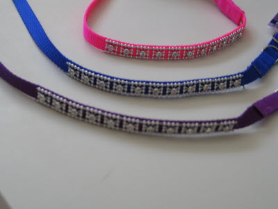 Nylon Collars with Diamantes- Royal Blue
